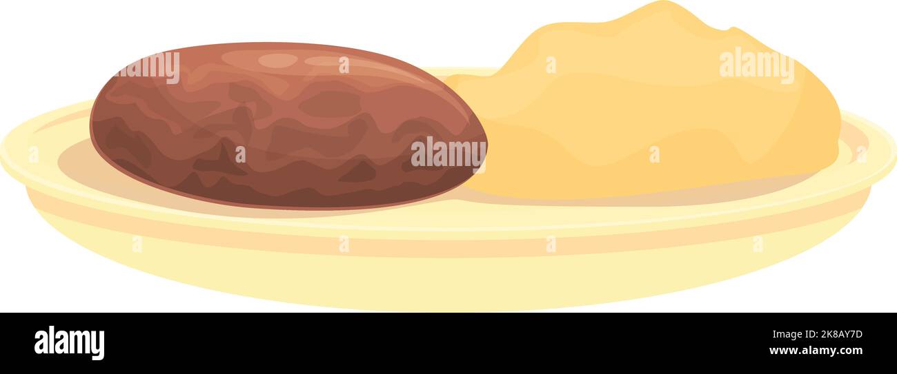 Mashed potato cutlet icon cartoon vector. Austrian food. Dumpling beef ...