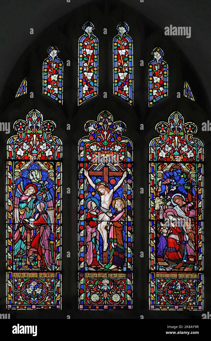 A stained glass window by Lavers and Barraud 1861 depicting The Annunciation to the Virgin Mary ...