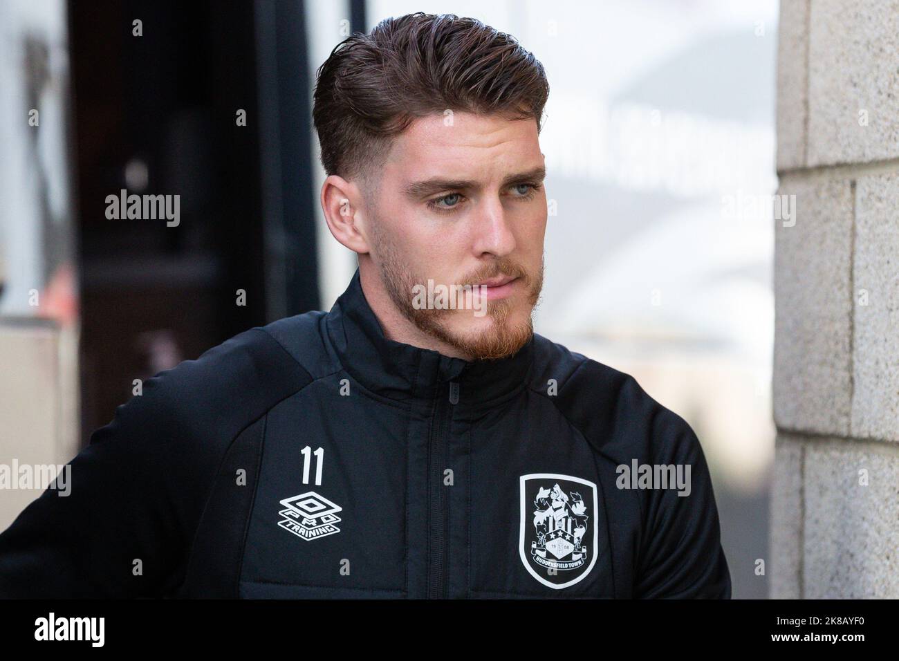 Connor Mahoney #11 of Huddersfield Town arrives at The Riverside ...