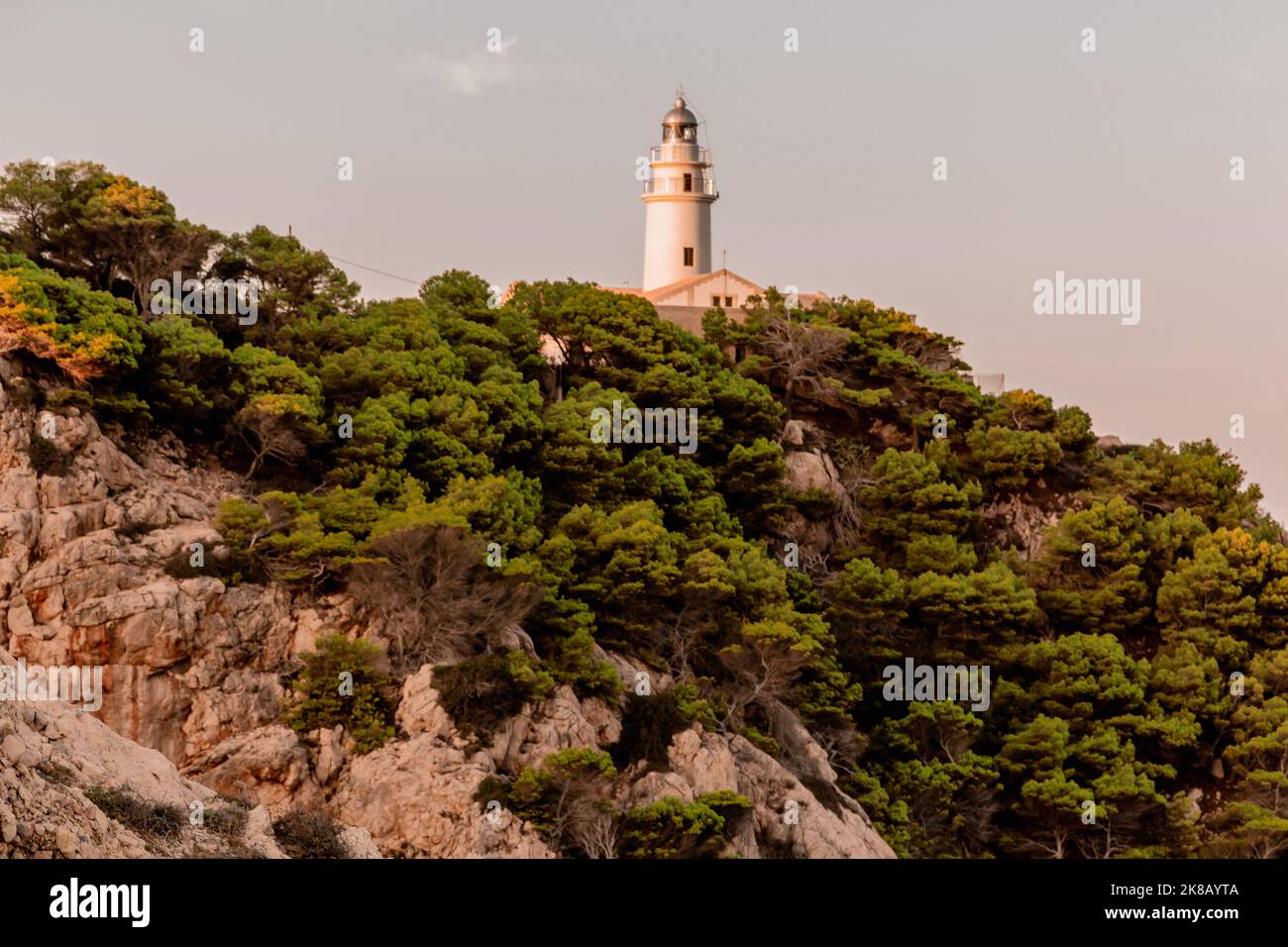 Coastal landscape from Cape Capdepera with lighthouse on the island of ...