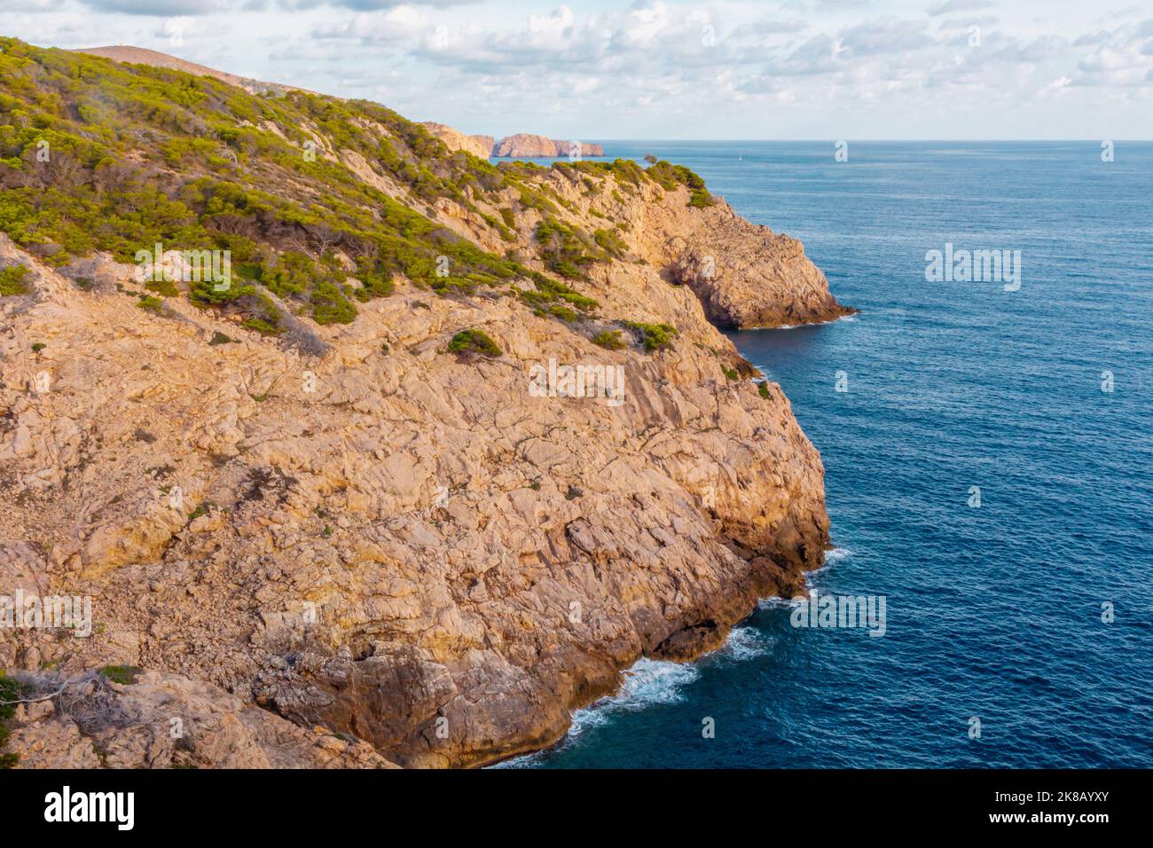 Coastal landscape on the island of Mallorca with turquoise blue sea ...