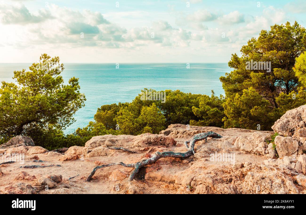 Coastal landscape on the island of Mallorca with turquoise blue sea ...