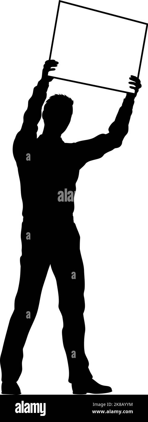 Protest Rally March Picket Sign Silhouette Person Stock Vector Image ...