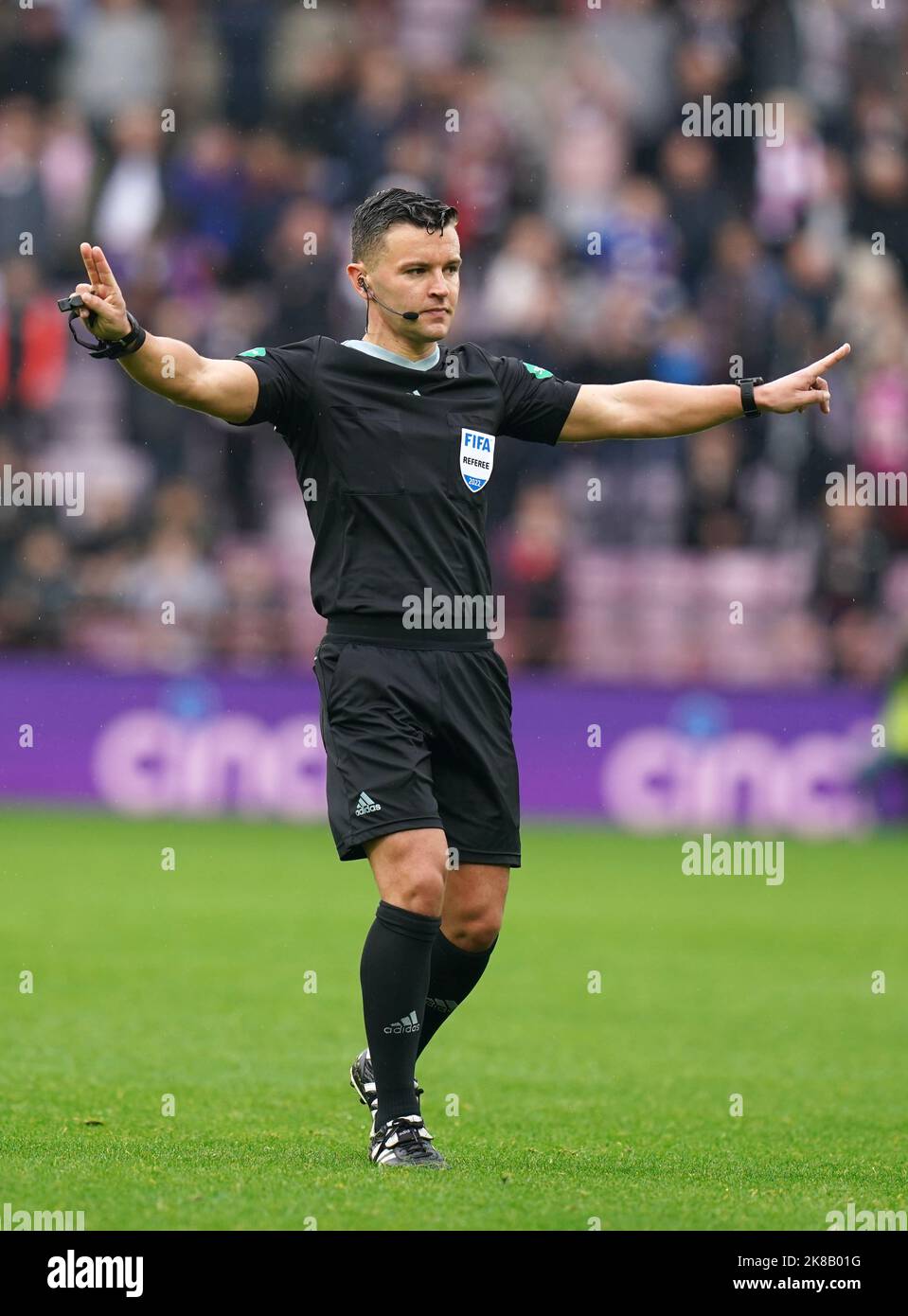Referee Nick Walsh in action during the cinch Premiership match at ...