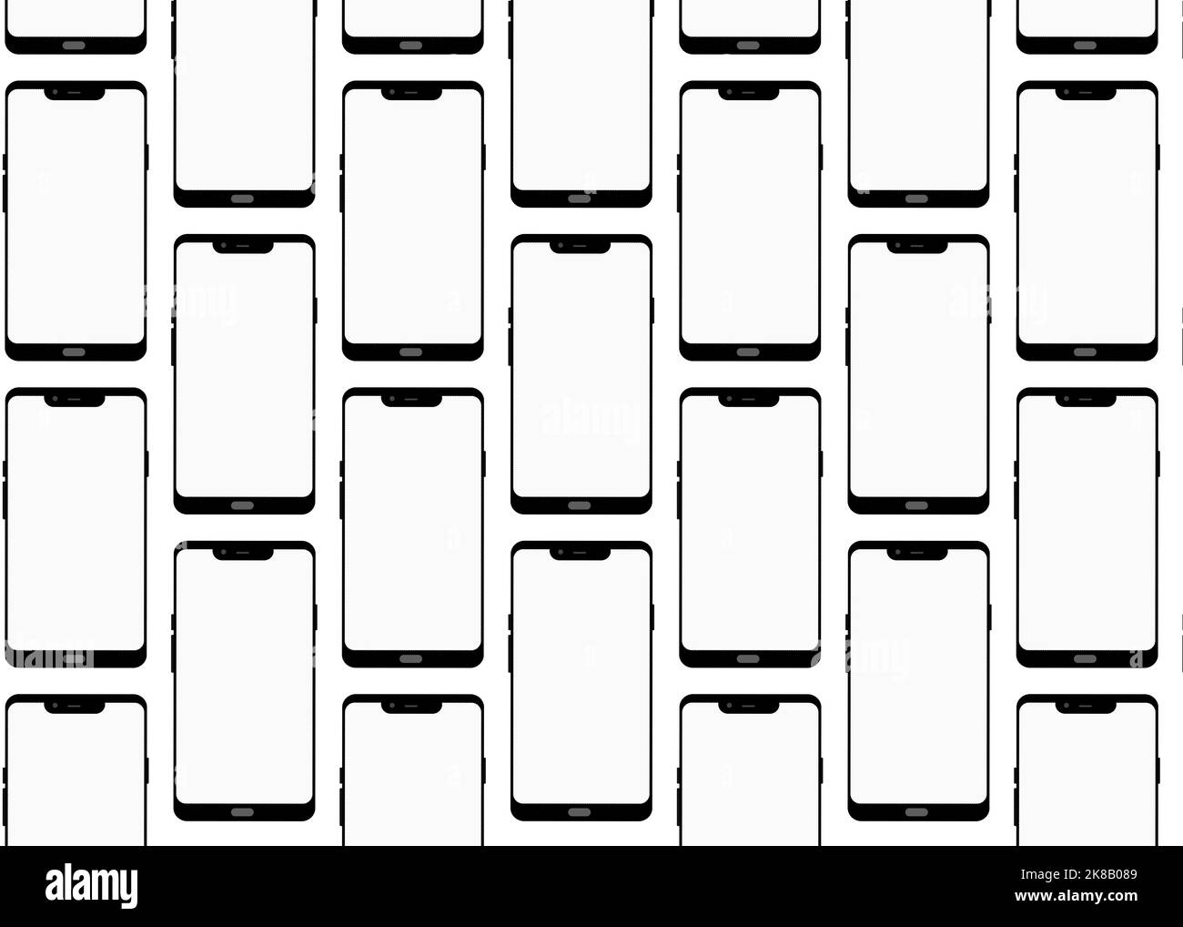 Pattern of smartphone layout isolated on white background, 3d rendering ...
