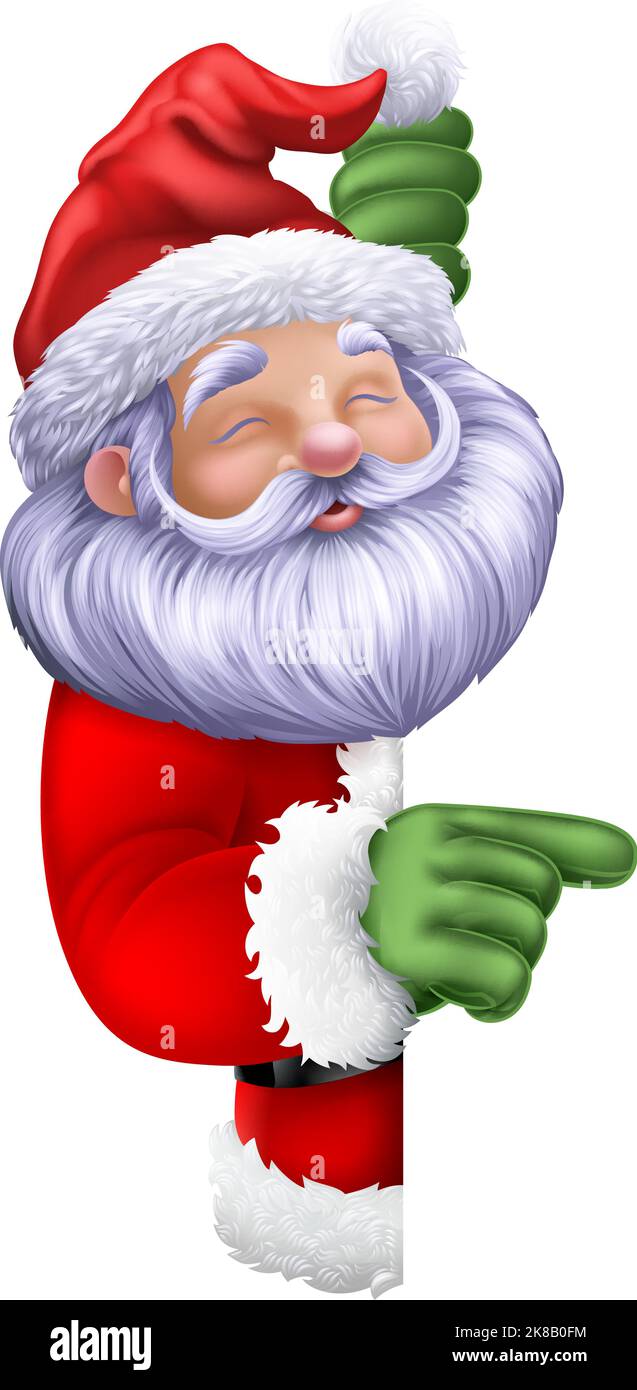 Cartoon Santa Claus Father Christmas Peeking Sign Stock Vector Image ...