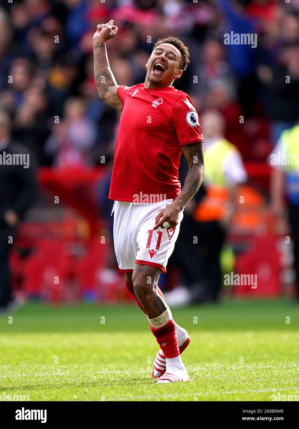 Nottingham Forest's Jesse Lingard celebrates at the end of the Premier ...