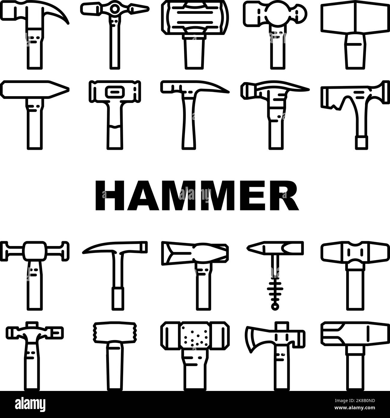 hammer tool construction icons set vector Stock Vector Image & Art - Alamy