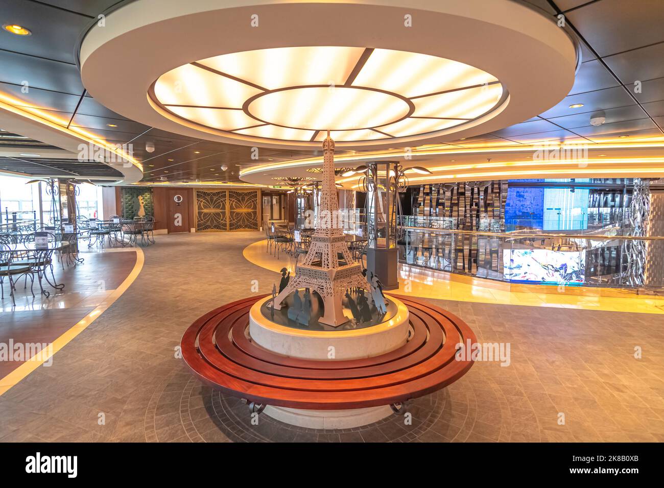 View of the atrium inside the MSC Seaside cruise ship, MSC Cruises ...