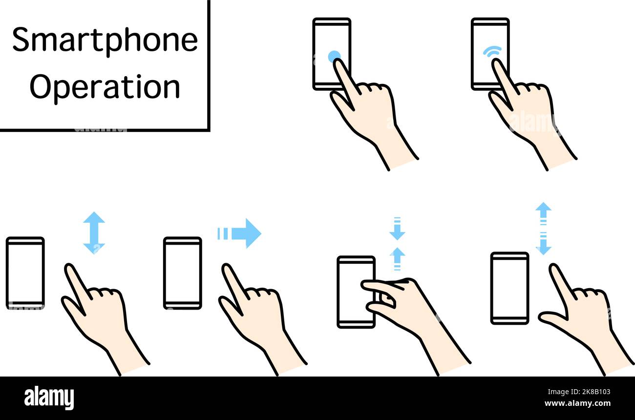 Illustration of actions to operate a smartphone (pinch, zoom, swipe ... Illustration of actions to operate a smartphone (pinch, zoom, swipe ...