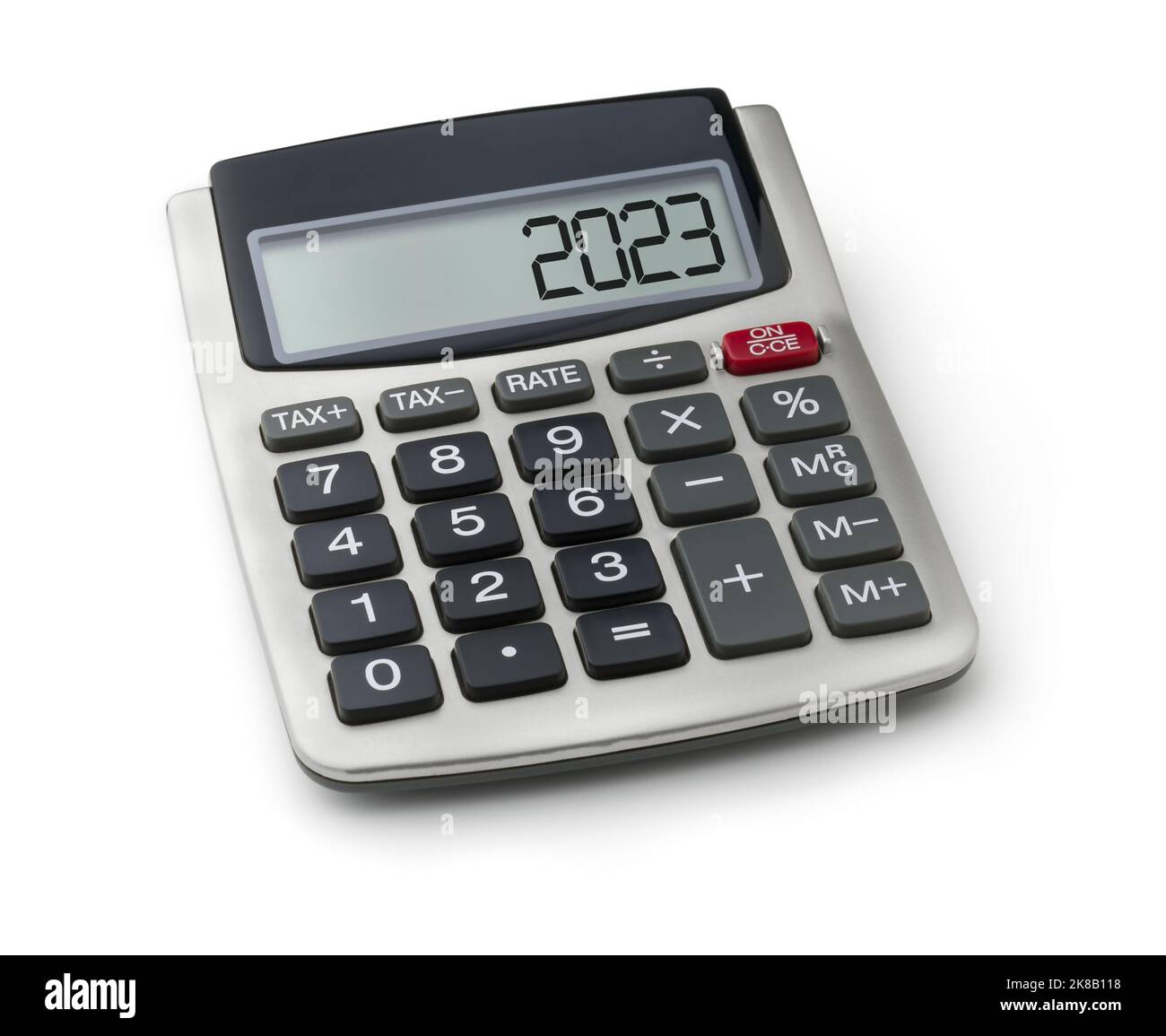 Calculator with the word 2023 on the display Stock Photo - Alamy