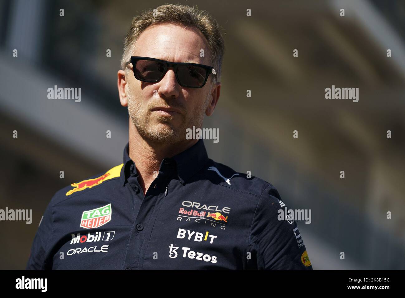 Red Bull Racing team chief Christian Horner is seen in the paddock ...
