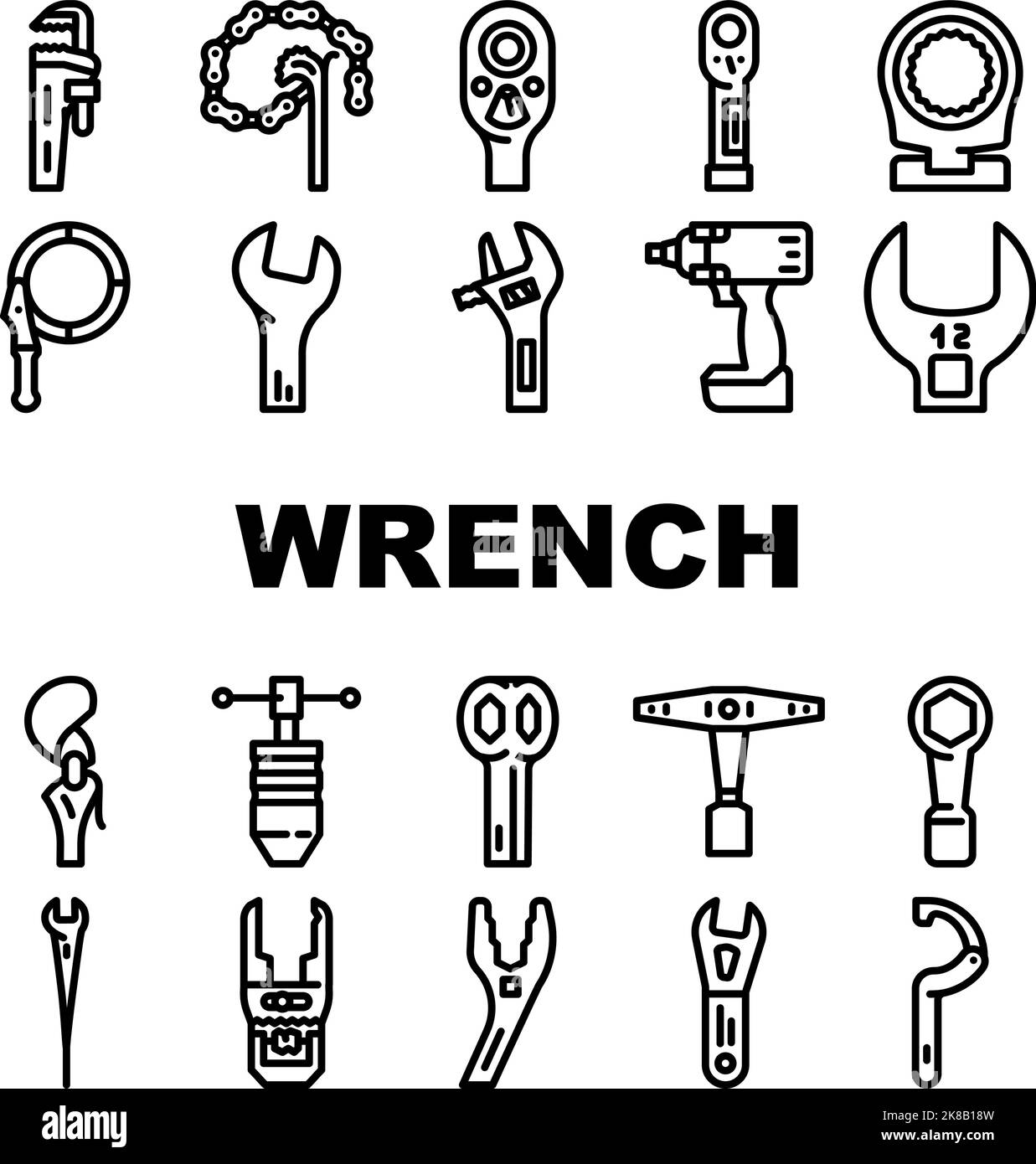 wrench tool spanner repair icons set vector Stock Vector Image & Art ...