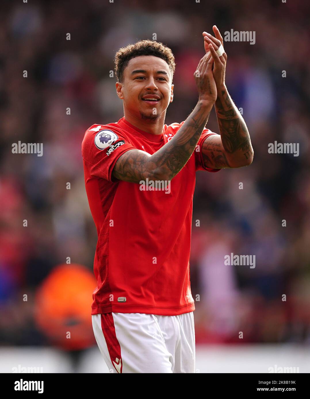 Nottingham Forest's Jesse Lingard applauds the fans after the Premier ...