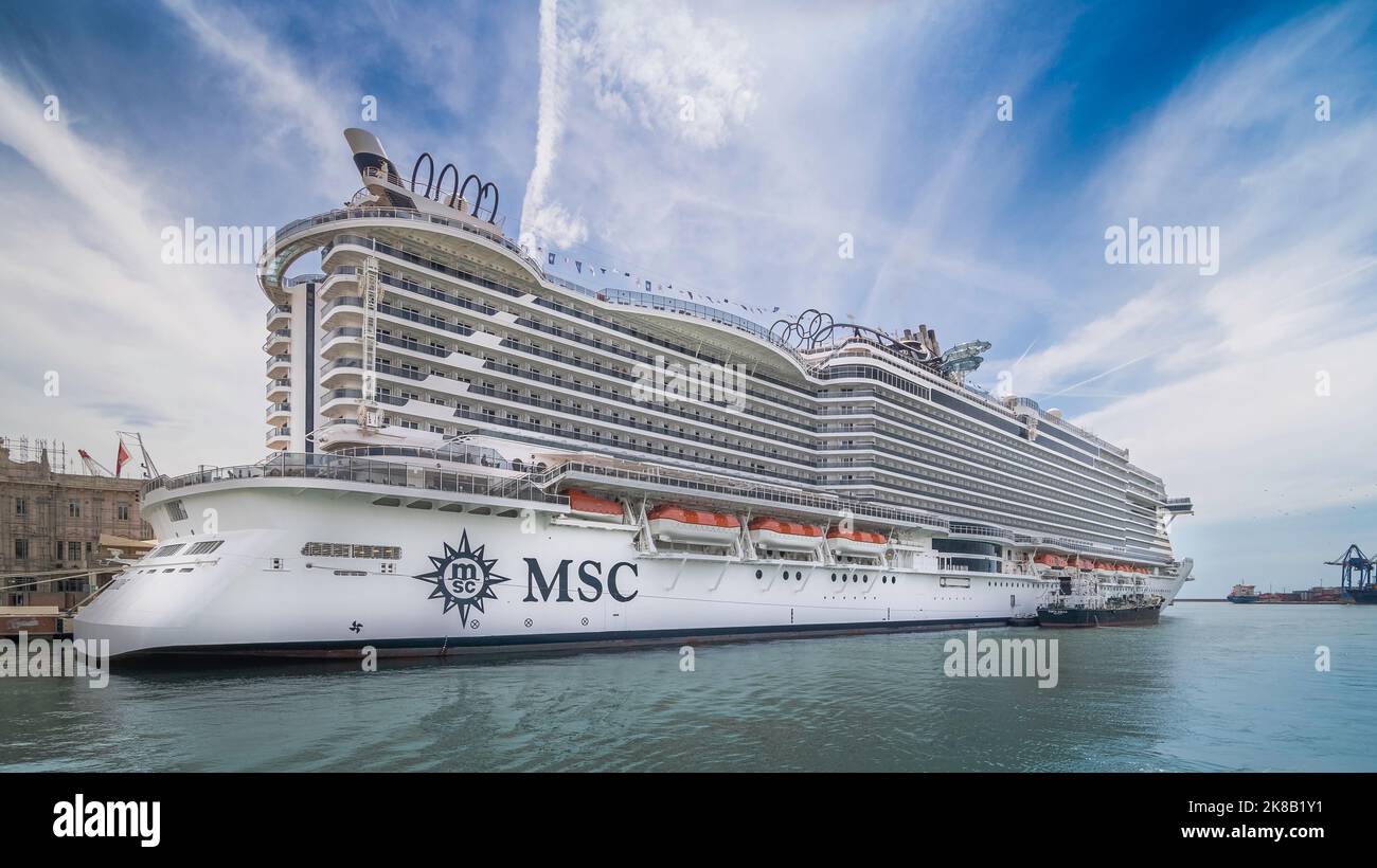 Cruise ship MSC Seaside at the port of Genoa in Italy on July 17, 2021 ...