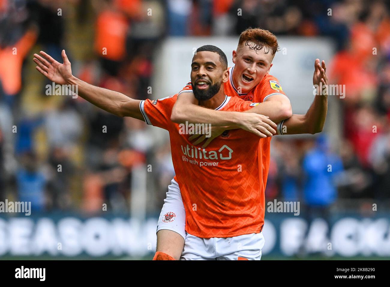 CJ Hamilton #22 of Blackpool celebrates his goal to make it 4-1 during ...