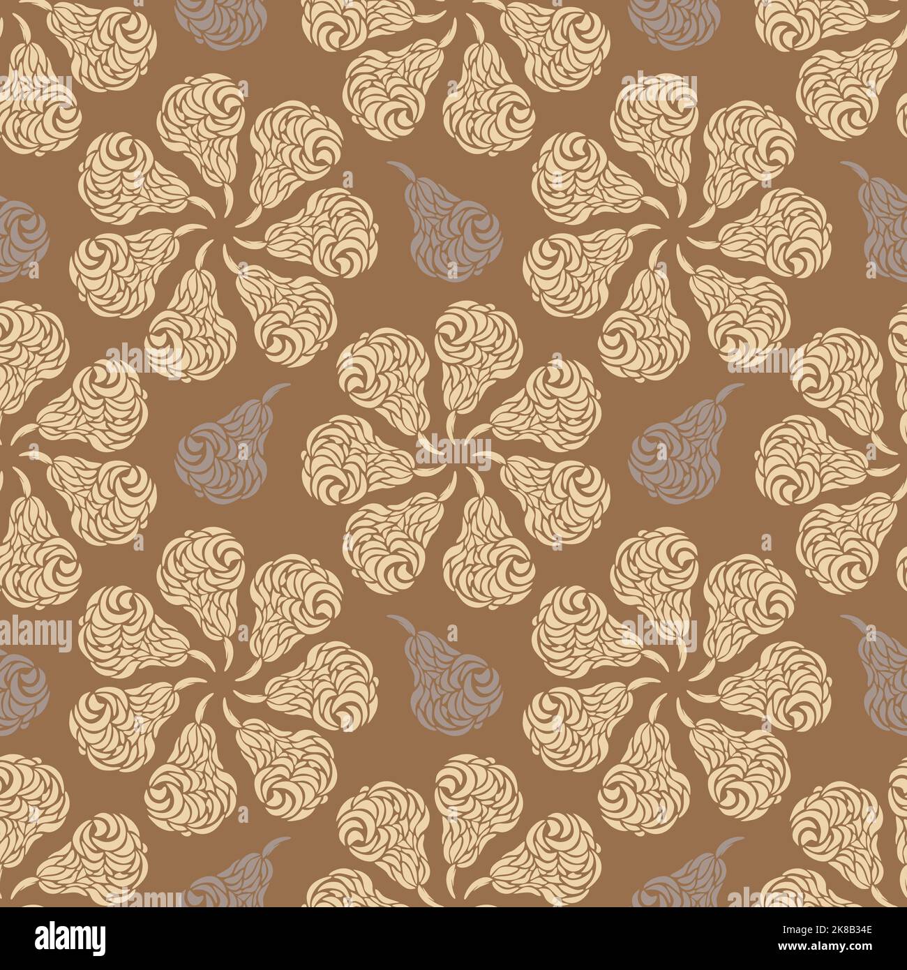 Vector seamless pattern with decorative pears. Sophisticated design in ...