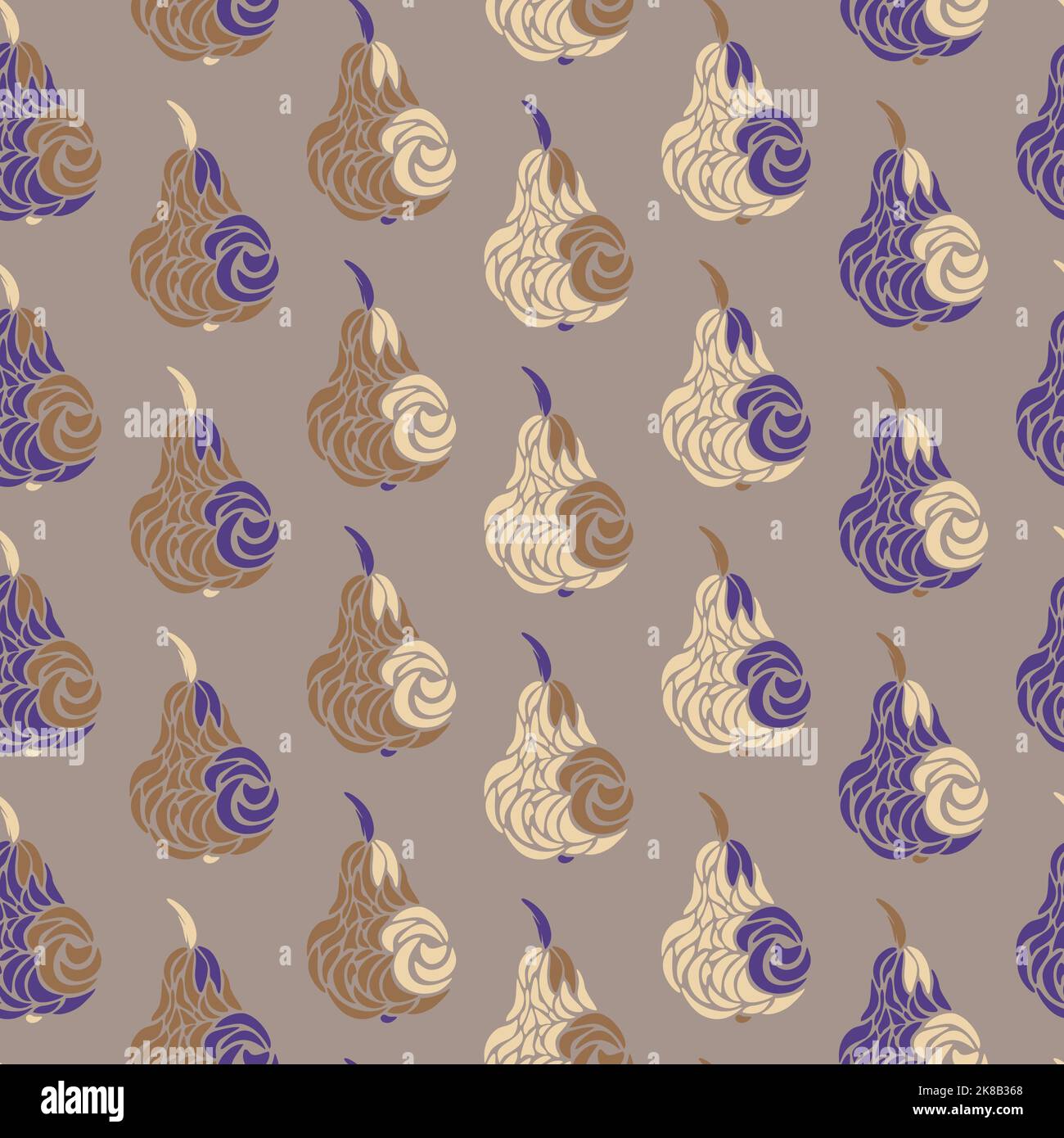 Vector seamless pattern with stylized hand drawn pears. Design with ...