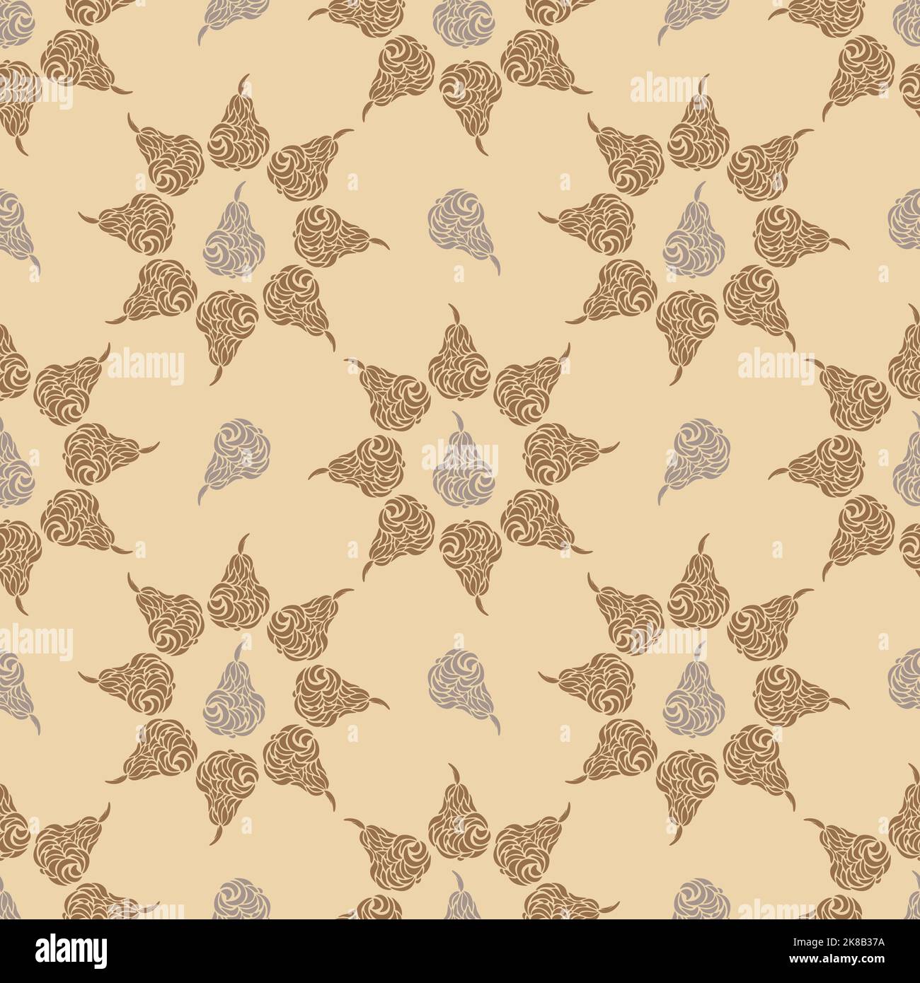 Vector seamless pattern with decorative pears. Sophisticated hand drawn ...
