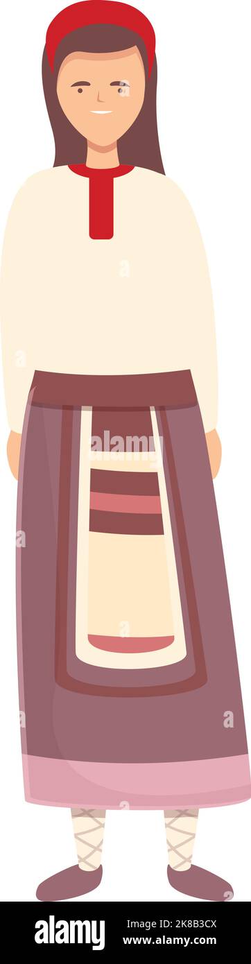 Romanian woman in national clothes icon cartoon vector. Romania map ...
