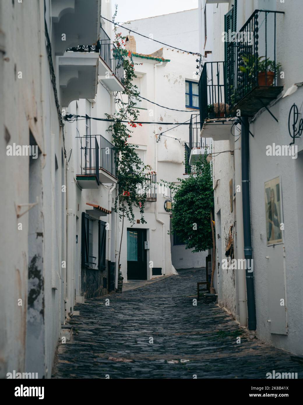 Streets of Cadaques white village in Costa Brava in Spain Stock Photo ...