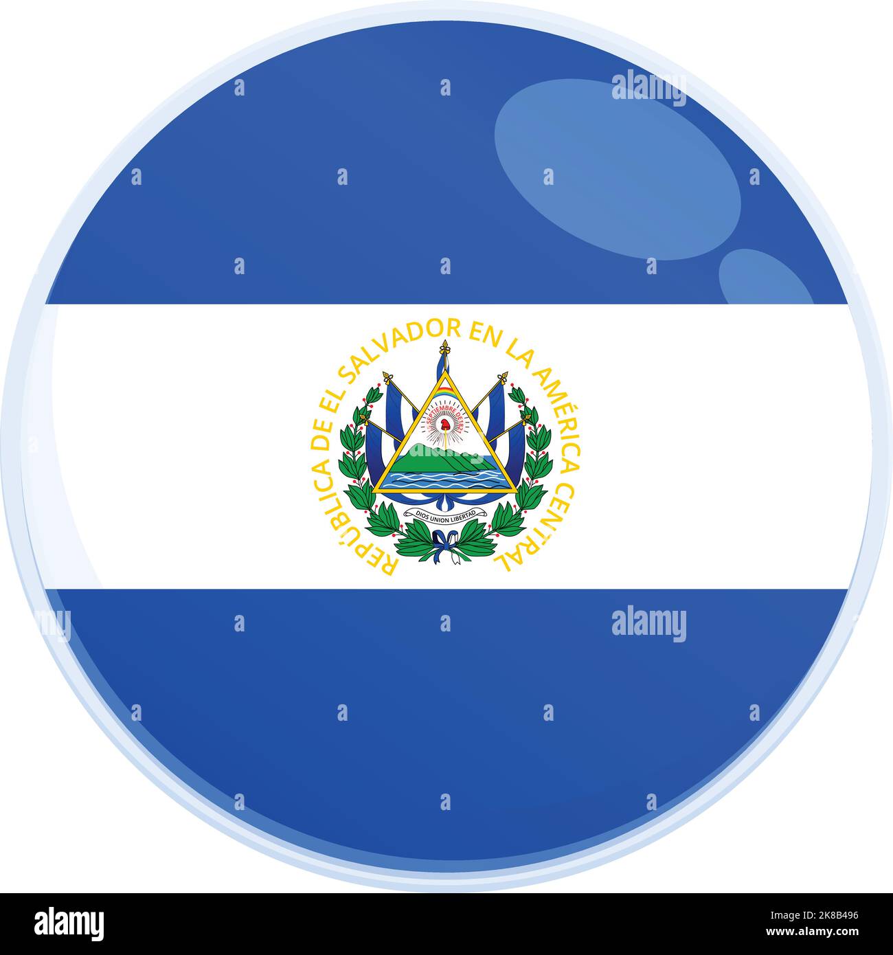 El Salvador round flag icon cartoon vector. Emblem day. Web landmark ...