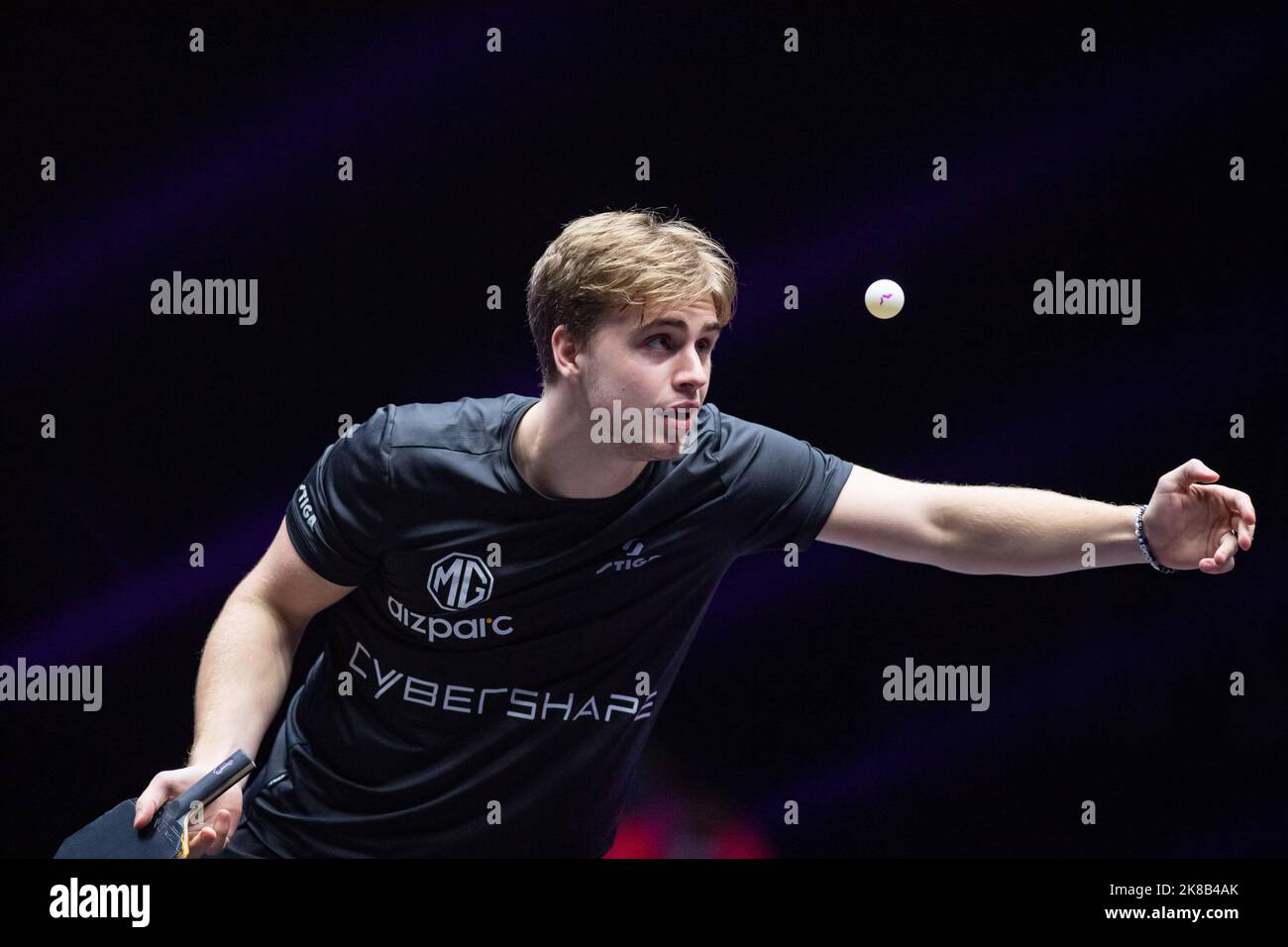Macao, China. 22nd Oct, 2022. Truls Moregard of Sweden serves during ...