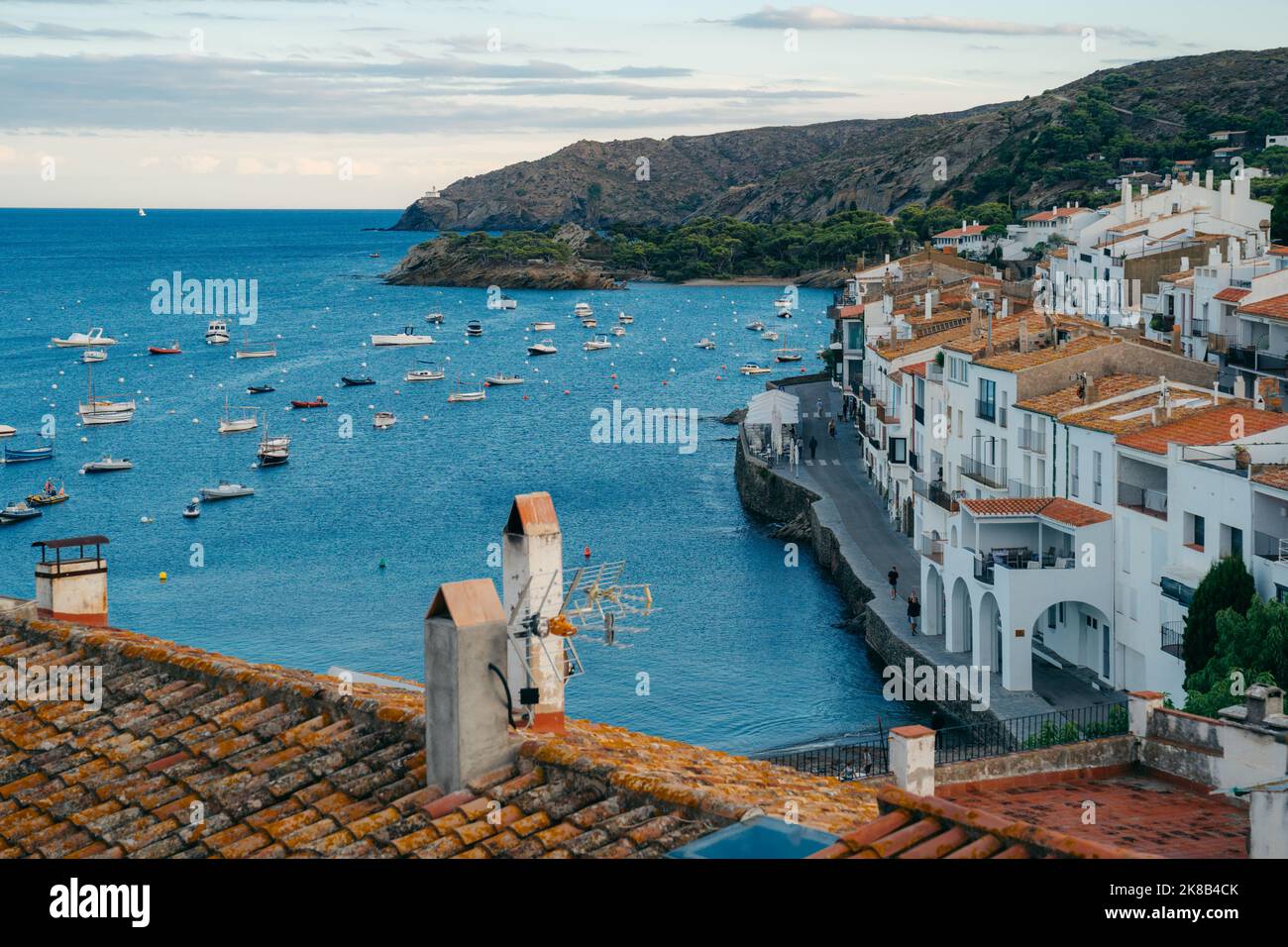 Streets of Cadaques white village in Costa Brava in Spain Stock Photo ...