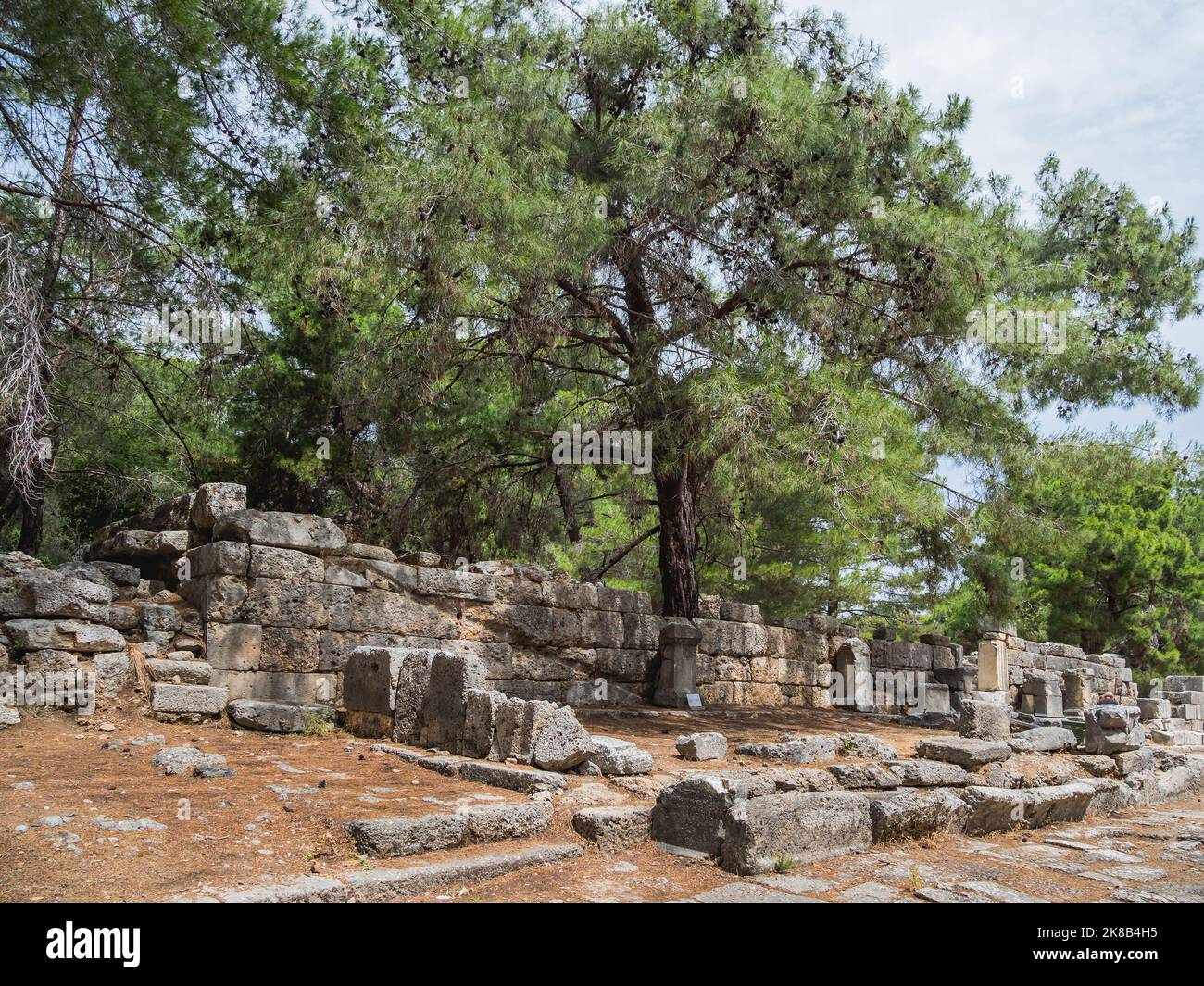Agora, ruined market square in ancient Phaselis city. Famous ...