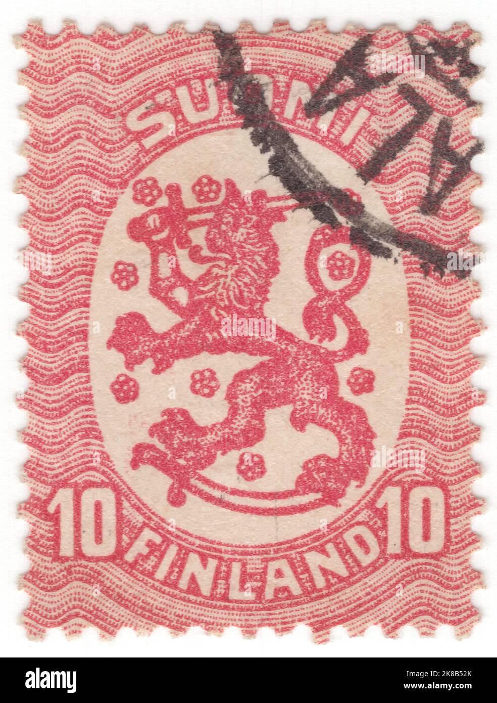 FINLAND - 1917: An 10 pennia rose postage stamp depicting Finnish ...