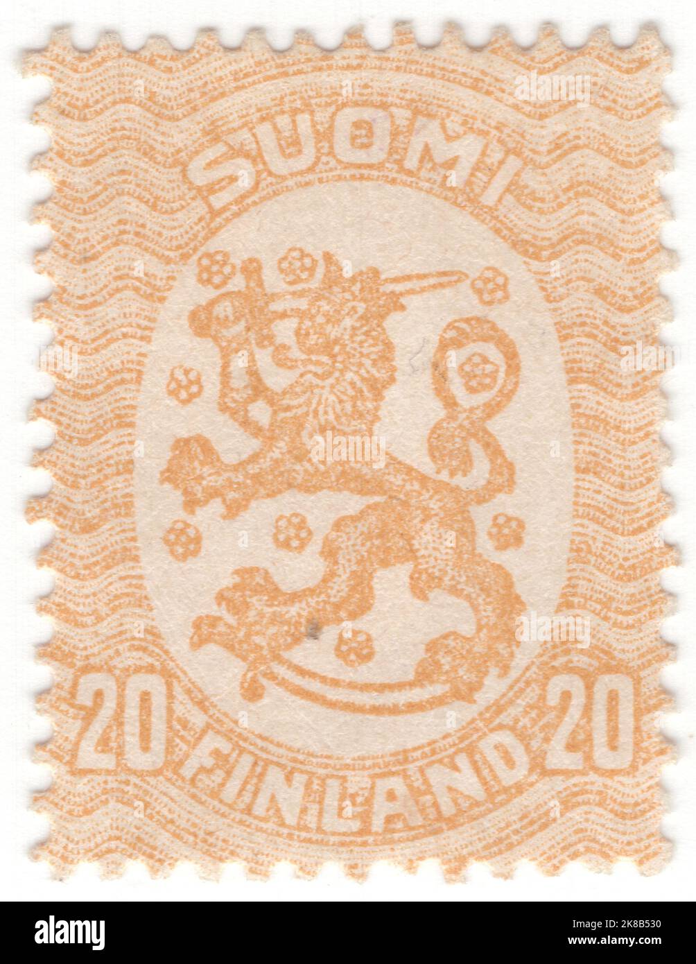 FINLAND - 1917: An 20 pennia buff postage stamp depicting Finnish ...