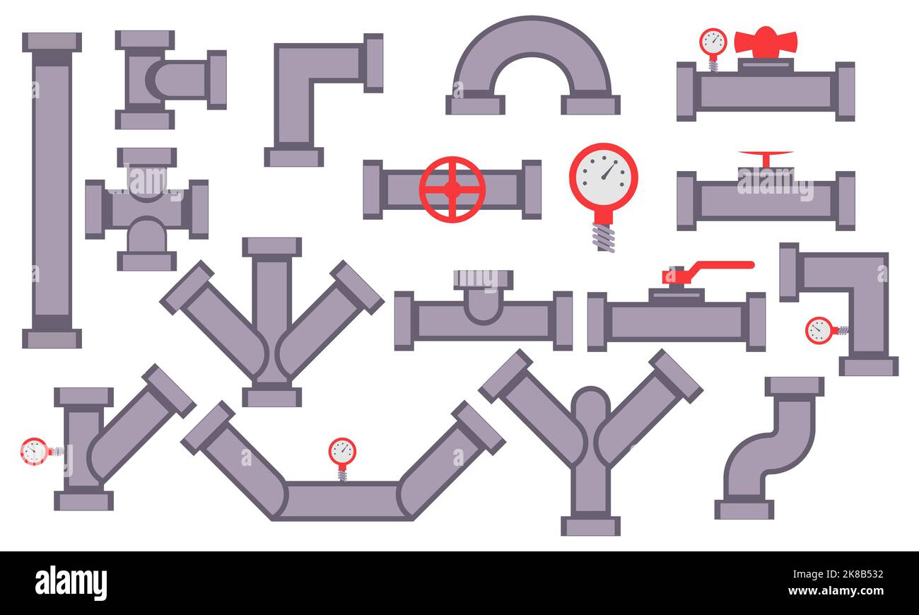 Set metal pipes. Collection icons for pipeline and water tube ...