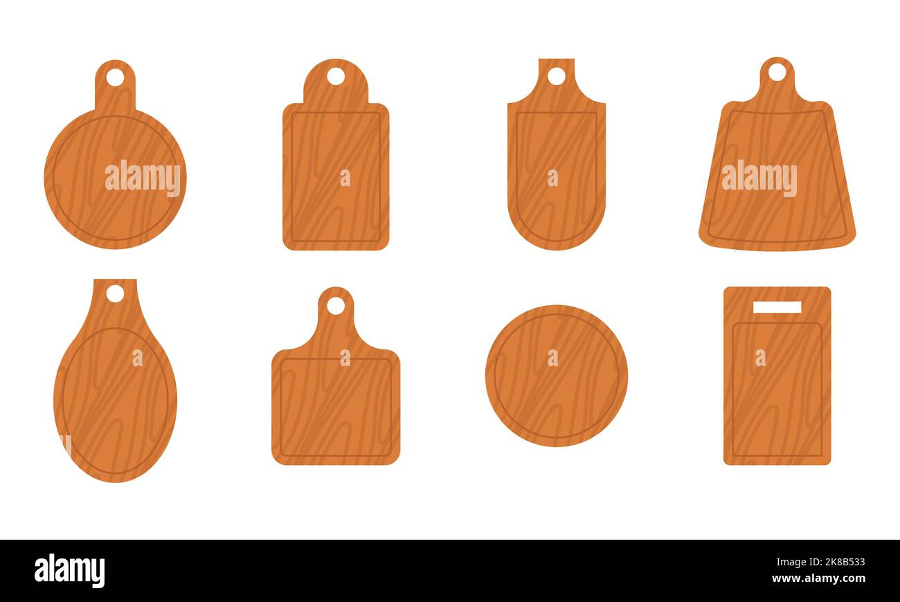 Set cartoon wooden pizza board. Restaurant empty utensil for food and ...