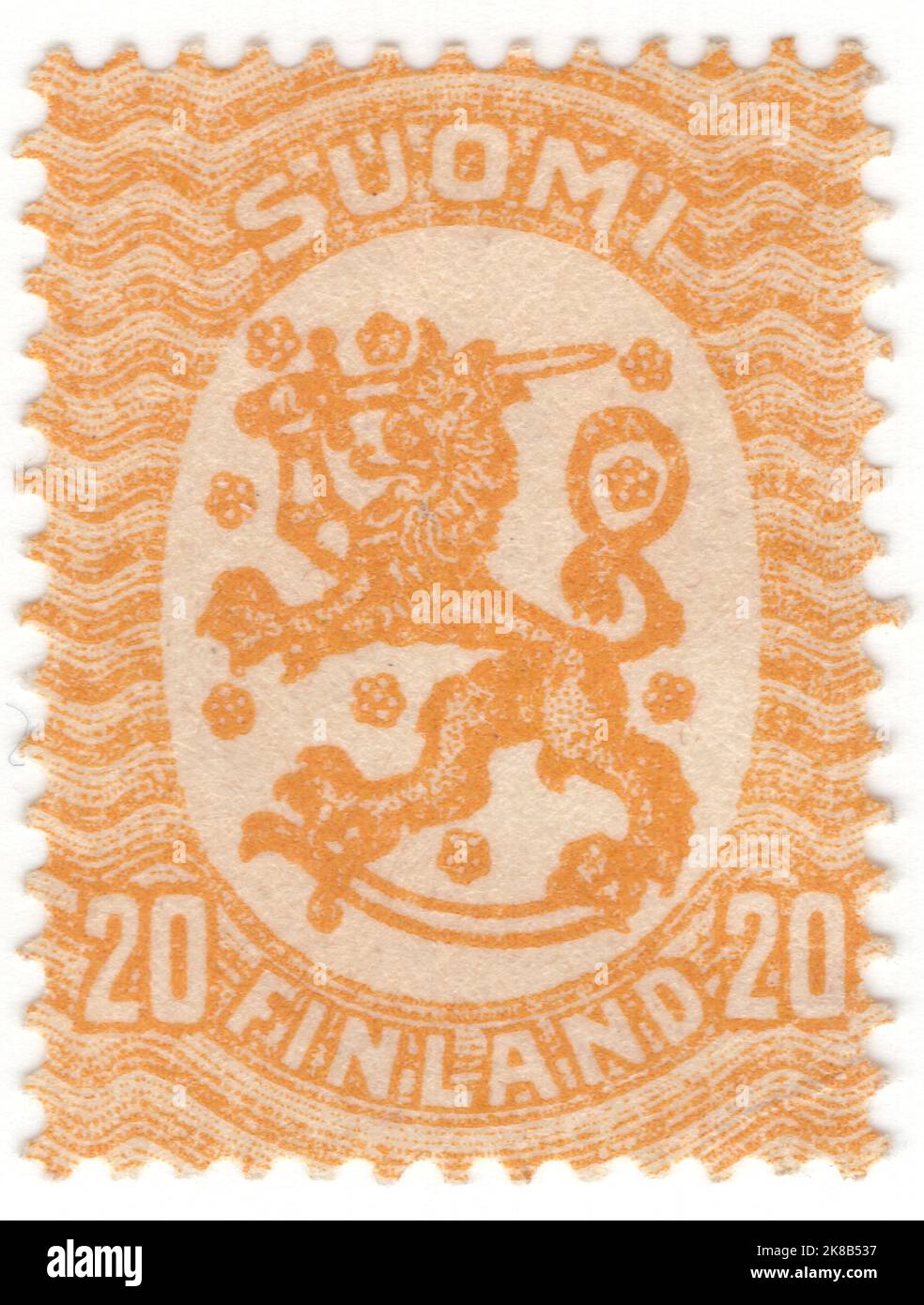 FINLAND - 1924: An 20 pennia brown postage stamp depicting Finnish ...