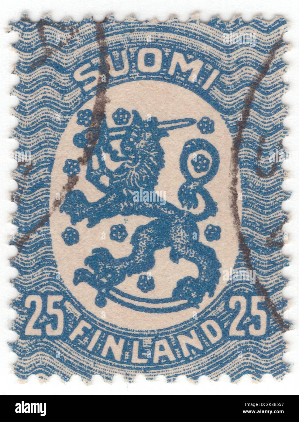 FINLAND - 1917: An 25 pennia blue postage stamp depicting Finnish ...