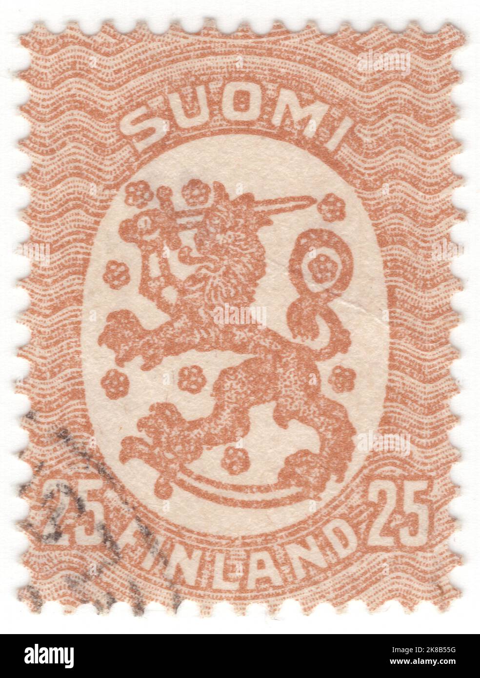 FINLAND - 1919: An 25 pennia light brown postage stamp depicting ...