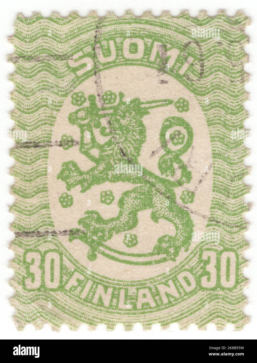 FINLAND - 1923: An 30 pennia green postage stamp depicting Finnish ...