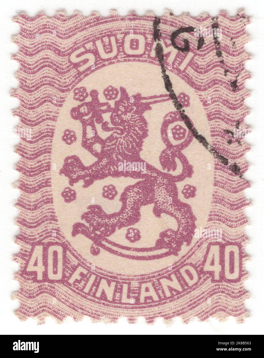 FINLAND - 1917: An 40 pennia violet postage stamp depicting Finnish ...