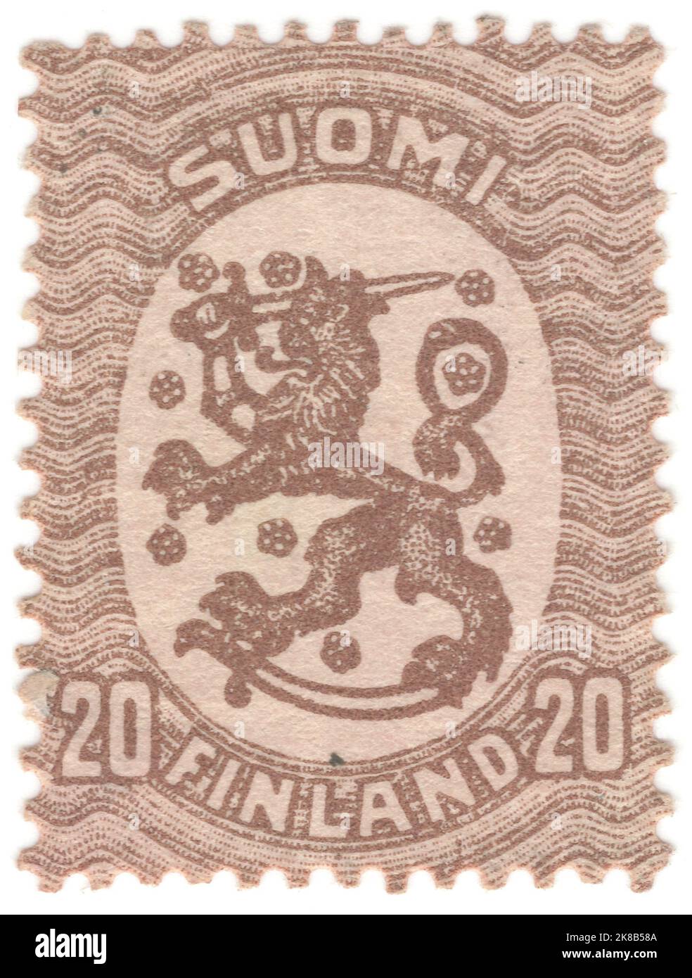 FINLAND - 1925: An 20 pennia brown postage stamp depicting Finnish ...