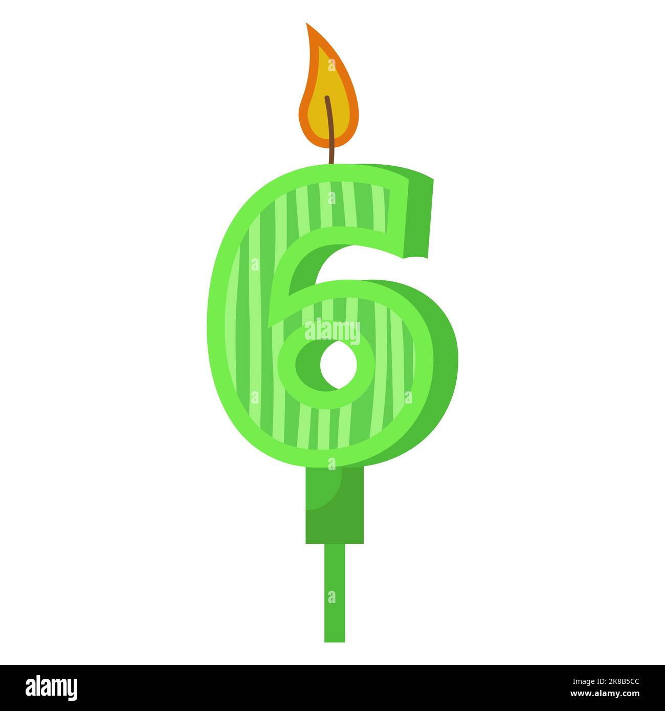 Birthday candles with numbers six and fire. Colored icon for ...