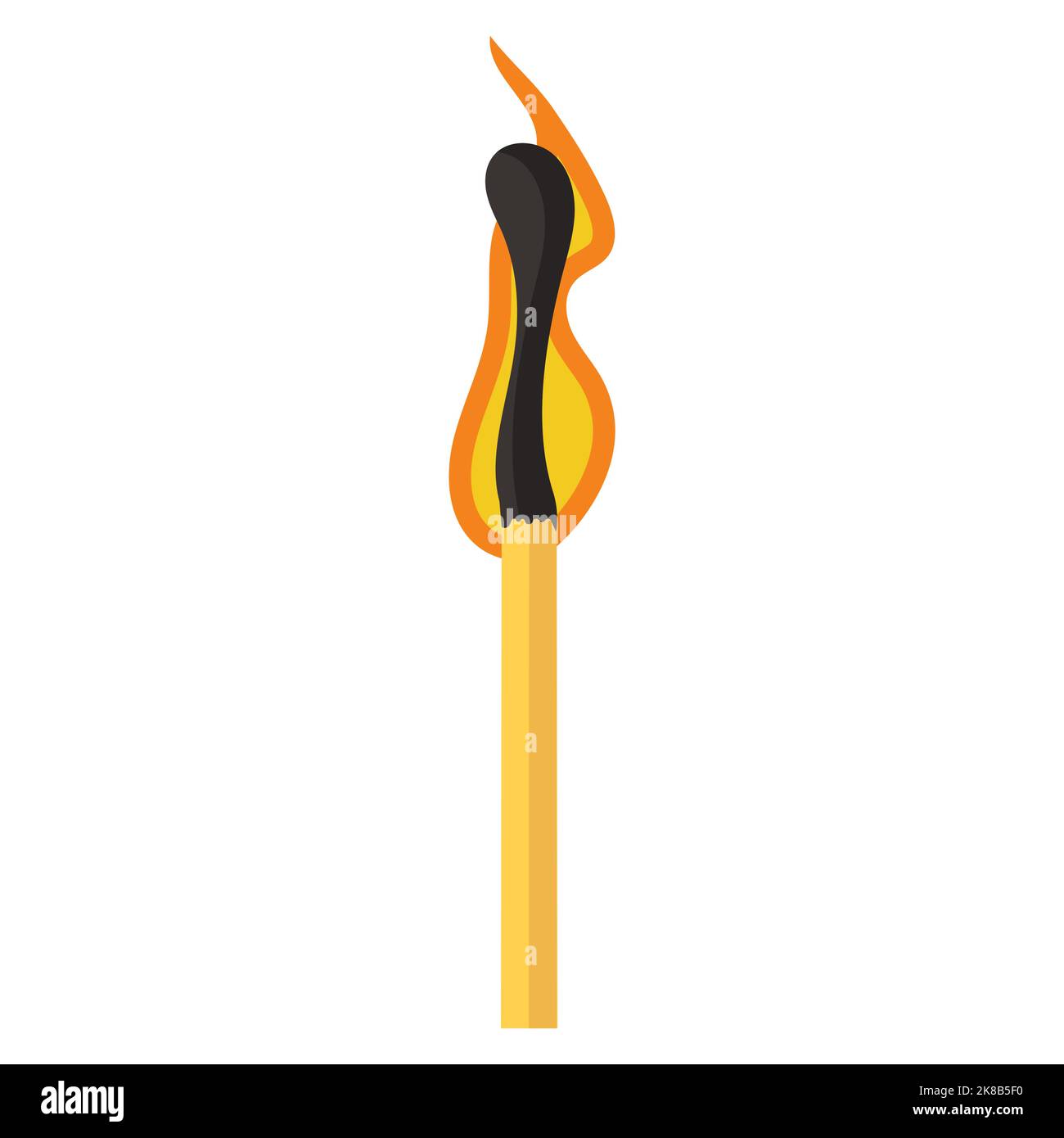 Burning match animation and flame ignite wooden stick. Matchstick fire ...