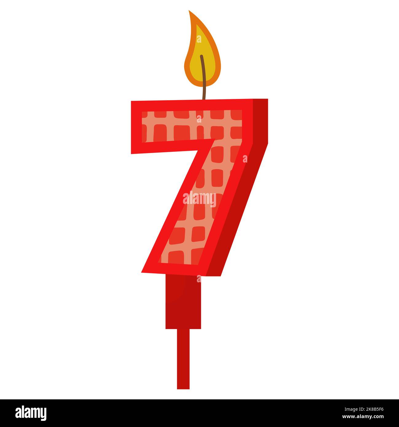 Birthday candles with numbers seven and fire. Colored icon for ...
