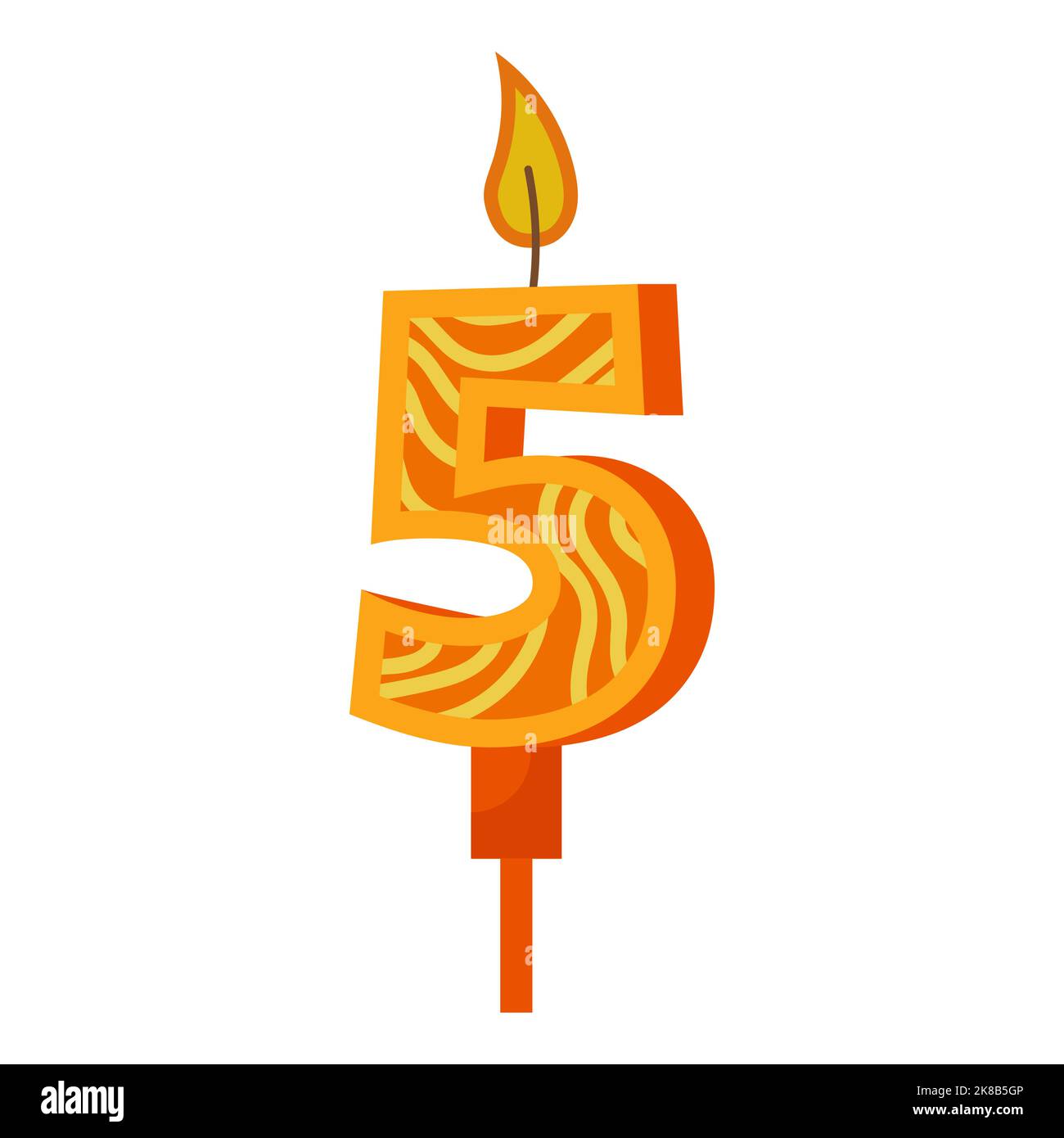 Birthday candles with numbers five and fire. Colored icon for ...