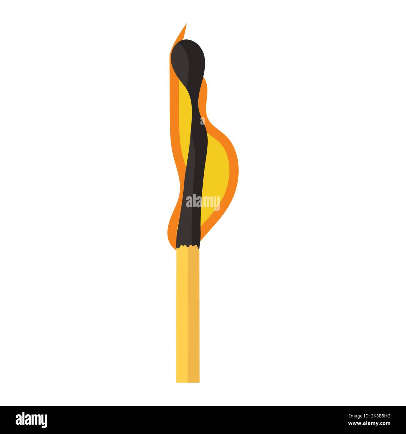 Burning match animation and flame ignite wooden stick. Matchstick fire ...