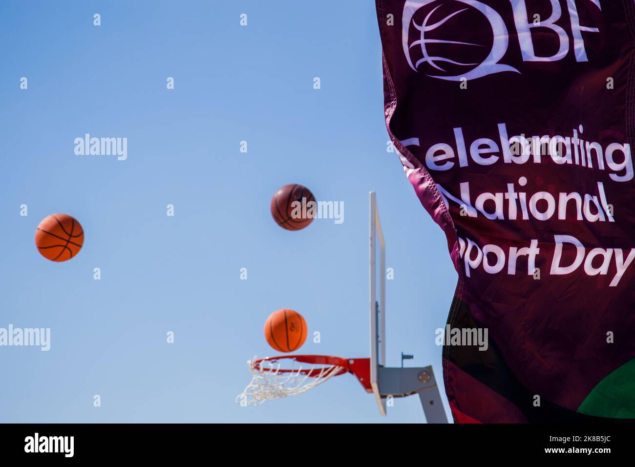 Doha ,Qatar-February 14,2016 : Local people enjoy basketball at an ...