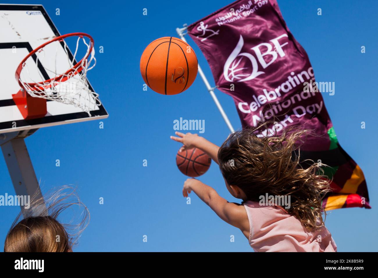 Doha ,Qatar-February 14,2016 : Local people enjoy basketball at an ...