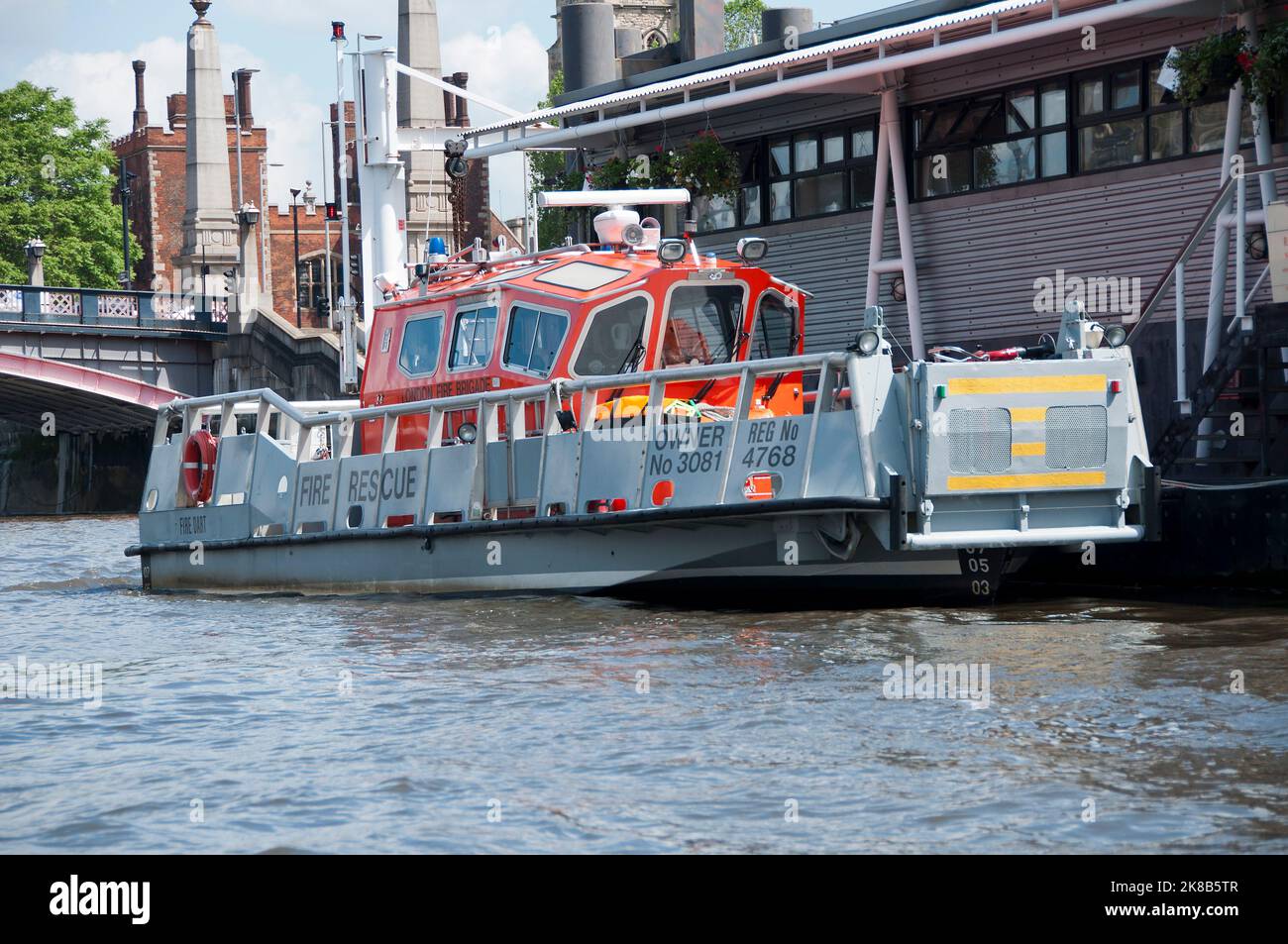 Fireboat moored on the River Thames Stock Photo - Alamy