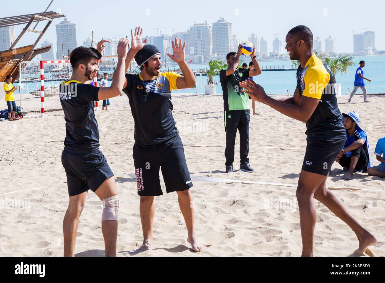 Doha ,Qatar-February 14,2016 : Beach volleyball on the occasion of the Cultural diversity ...