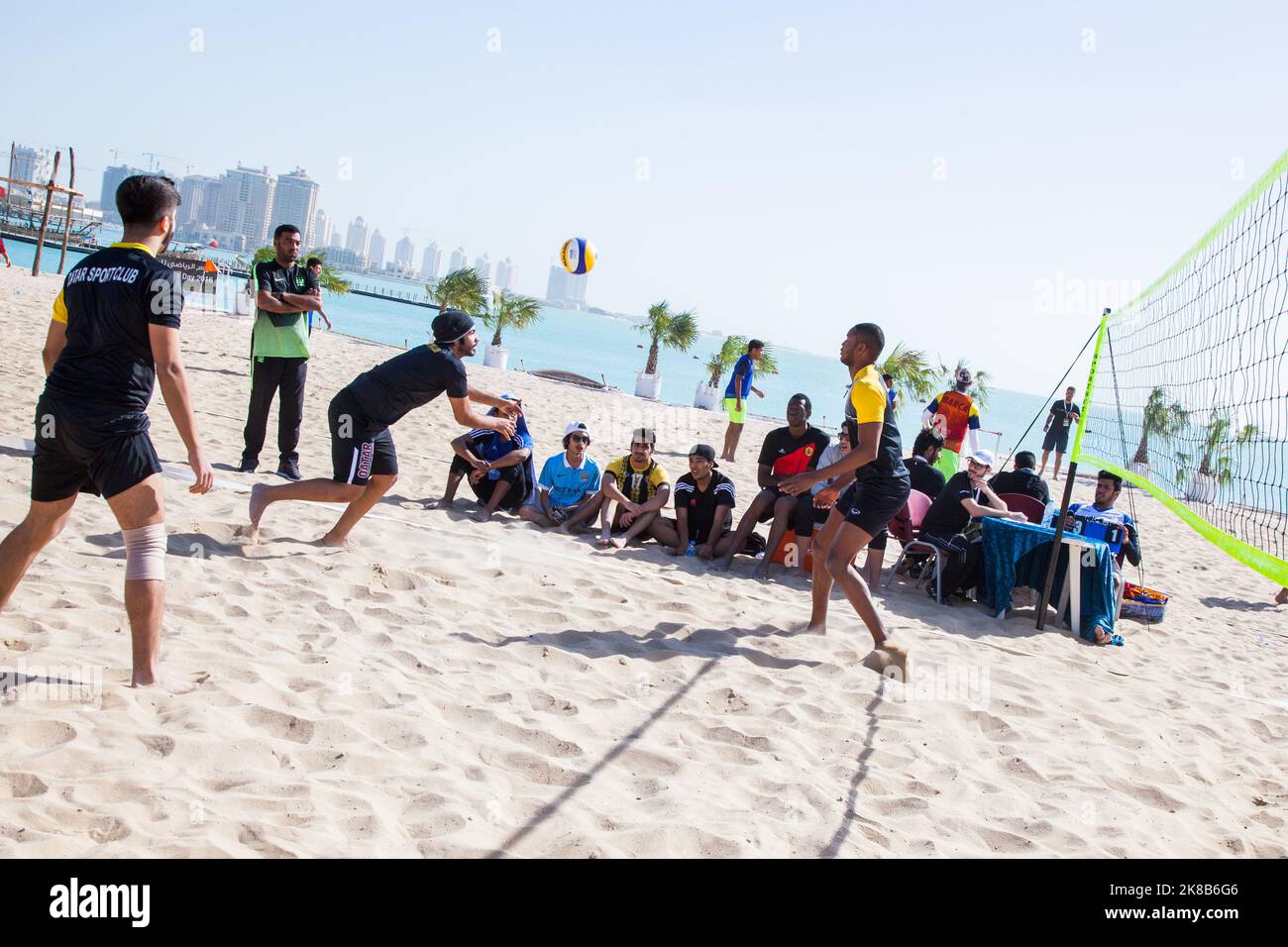 Doha ,Qatar-February 14,2016 : Beach volleyball on the occasion of the Cultural diversity ...