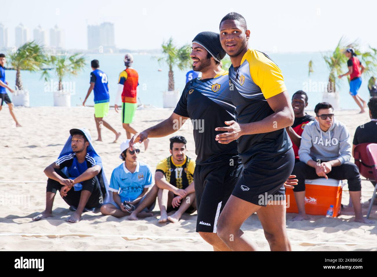 Doha ,Qatar-February 14,2016 : Beach volleyball on the occasion of the Cultural diversity ...